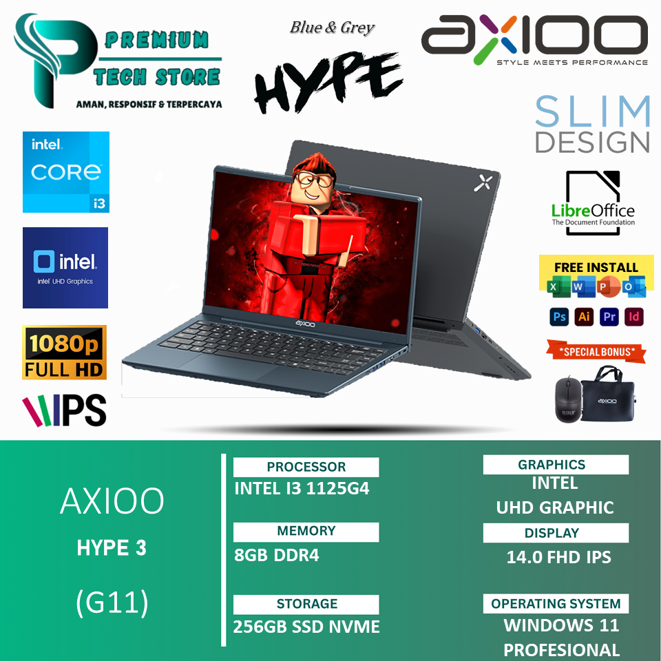 Jual Laptop Axioo Hype 3 Gen11 Intel Core i3 1125G4 ram 8GB ssd 256GB FHD Windows 11 Profesional ...