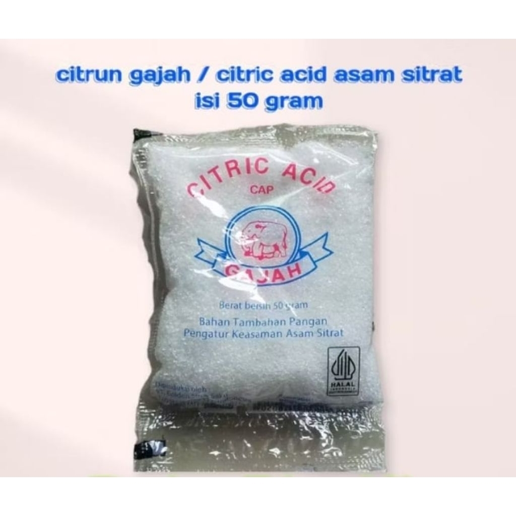 Jual CITRUN GAJAH / CITRUN ACID ASAM SITRAT SACHET ISI 50 GRAM | Shopee ...
