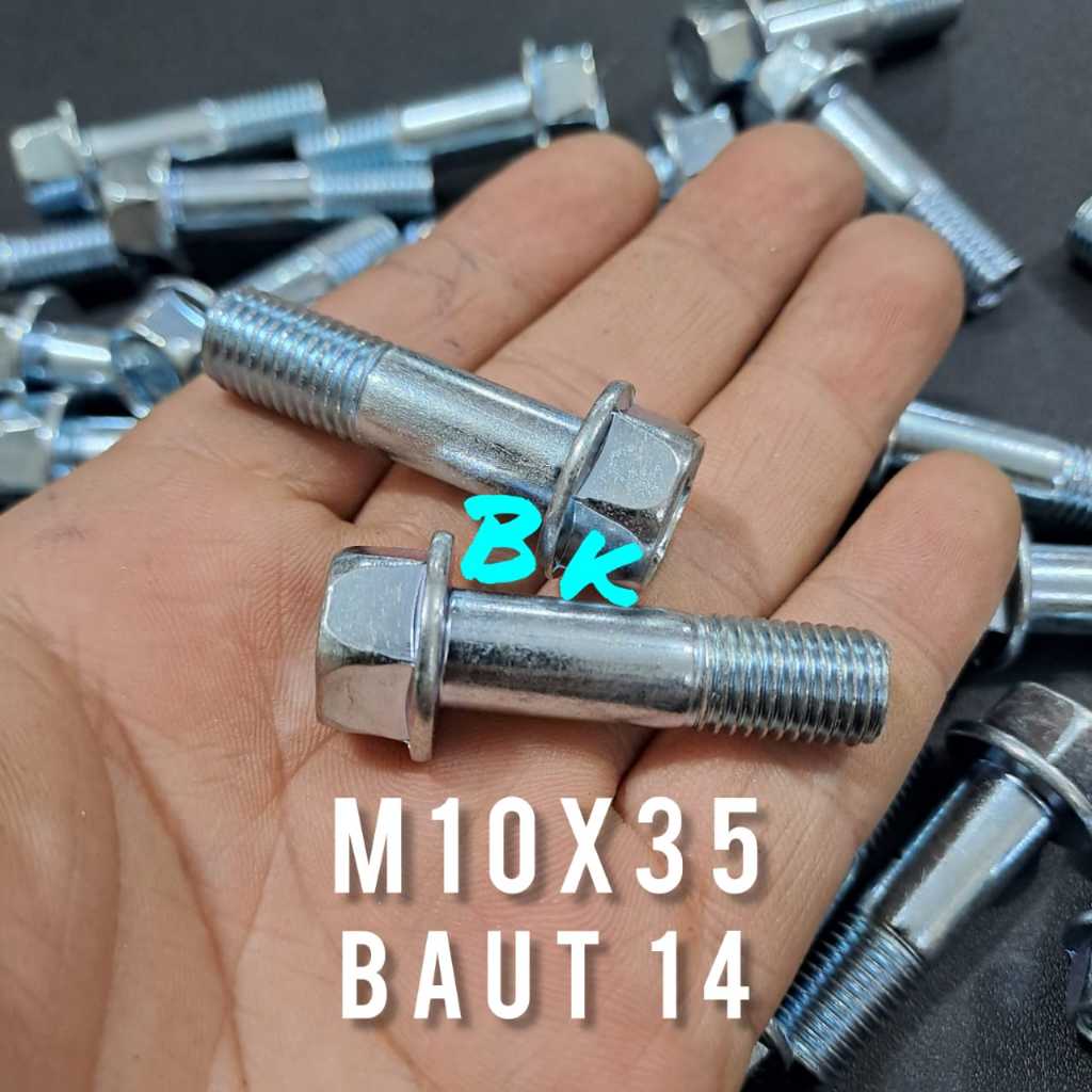 Jual 25/100 Pcs Paket Murah Flange Bolt M10x35/Baut Shock 10x35 Baut 14 ...