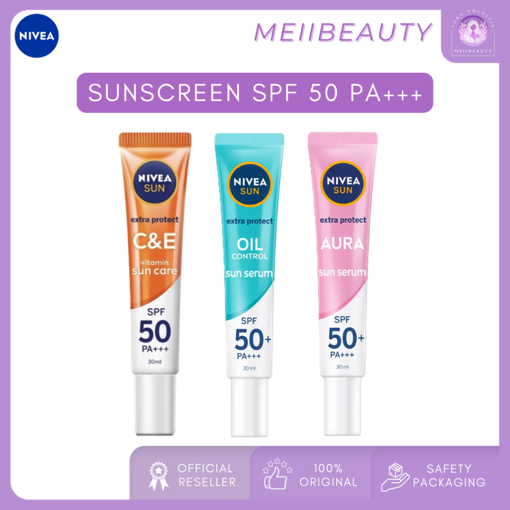 Jual NIVEA SUN Face Serum Extra Protect C&E, Aura Brightening, Oil ...
