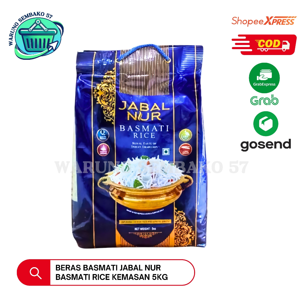 Jual Beras Basmati Jabal Nur Basmati Rice Kemasan Asli 5kg | Beras India | Shopee Indonesia