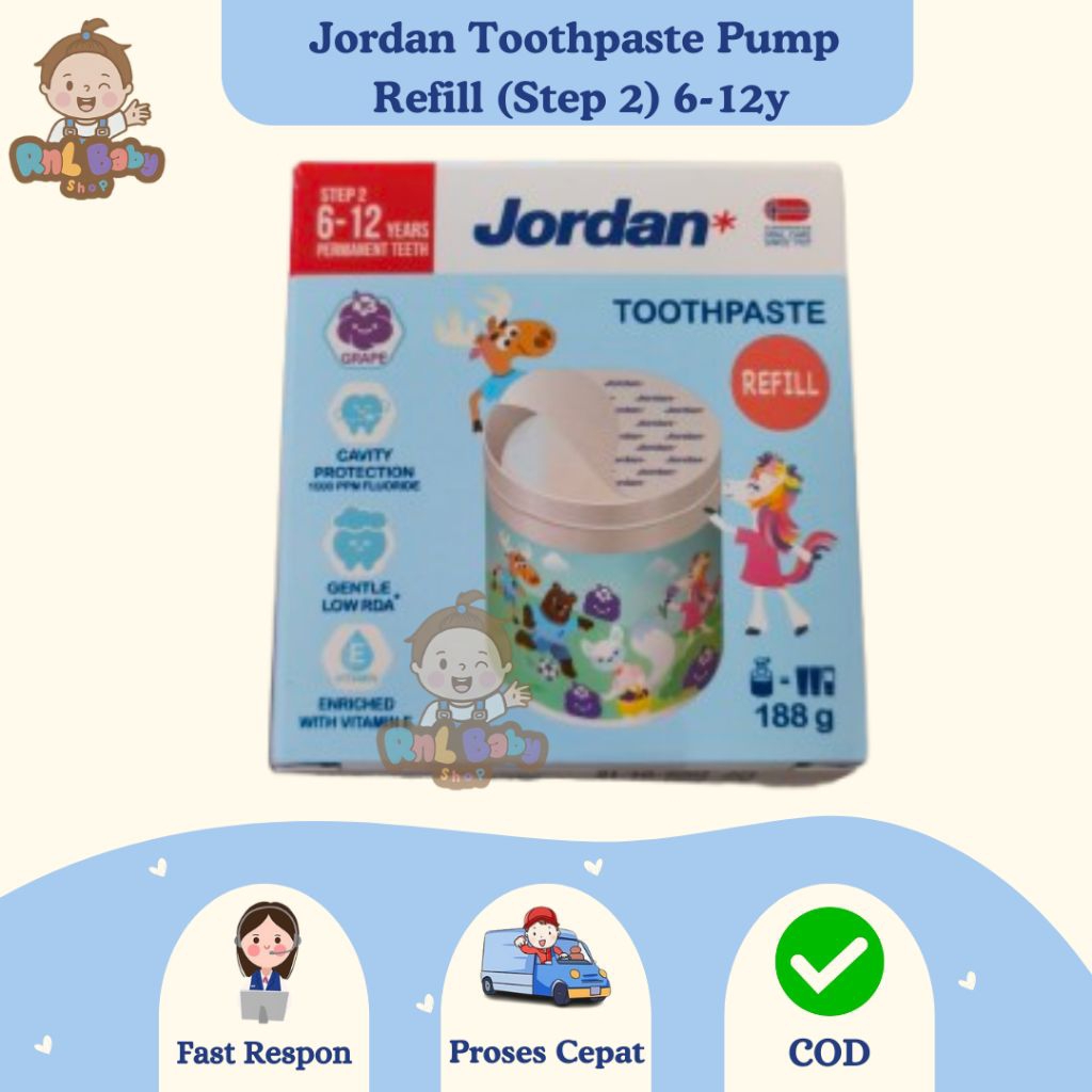 Jual Jordan Toothpaste Step 2 (6-12y) Grape Refill 188g - Pasta Gigi ...