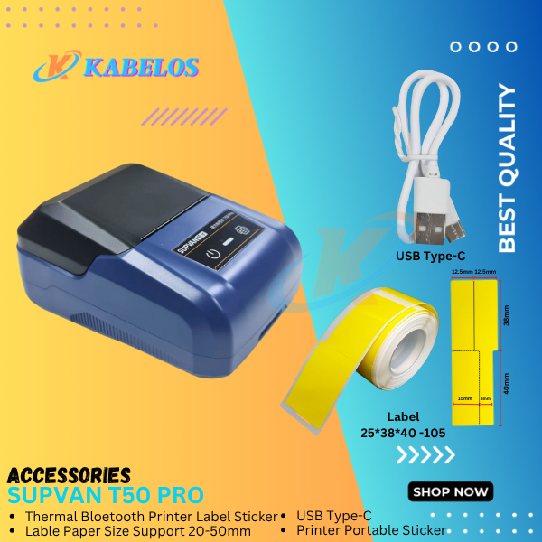 Jual Thermal Printer Label Sticker & Cable Label T50 Pro | Thermal ...