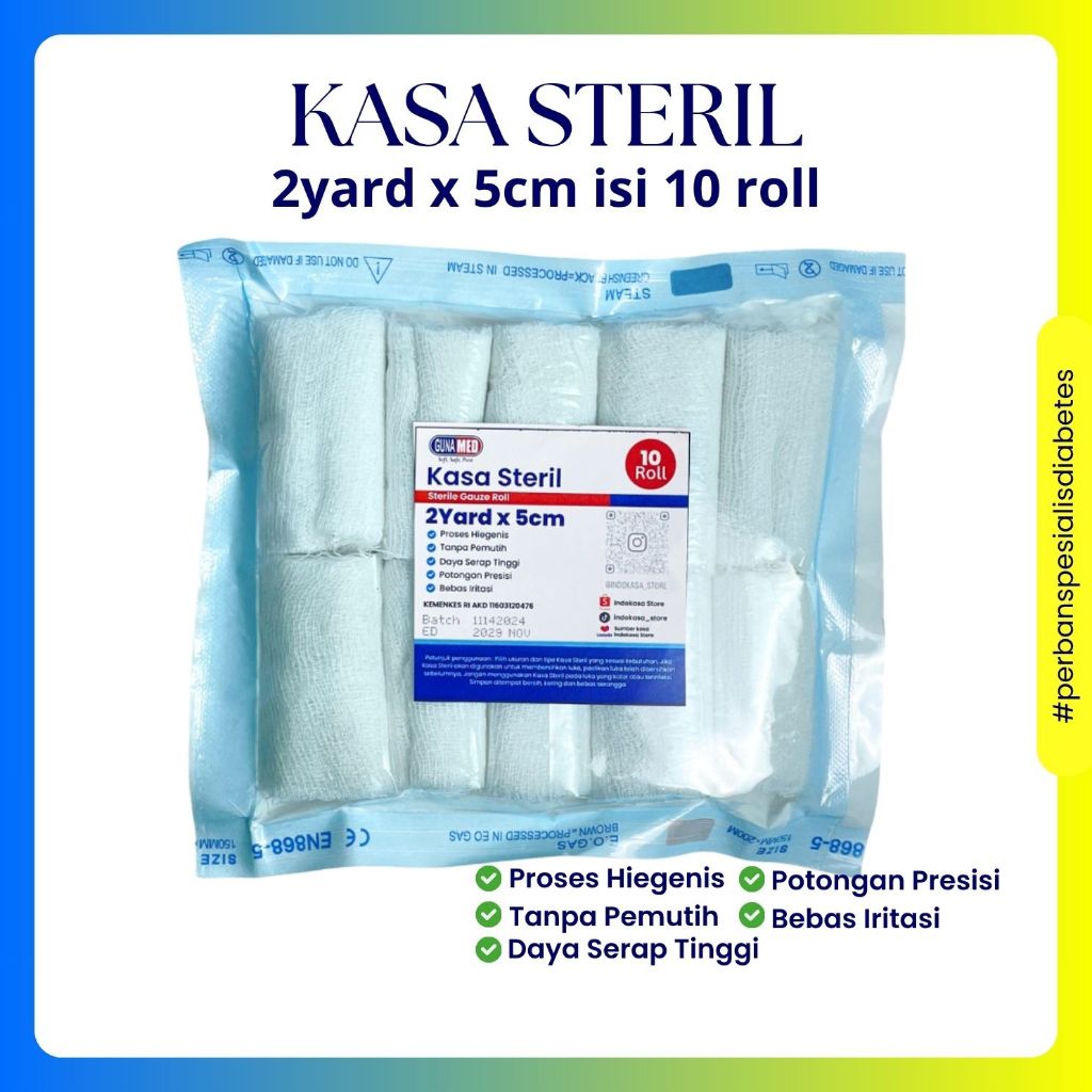 Jual KASA ROLL STERIL 2YARD X 5CM (ISI 10) / KASA PERBAN / KASA STERIL ...