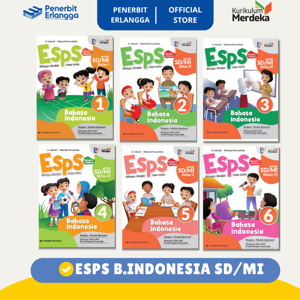 Jual [Erlangga Official] Esps Bahasa Indonesia Sd/Mi Kelas 1 2 3 4 5 6 Kurikulum Merdeka ...