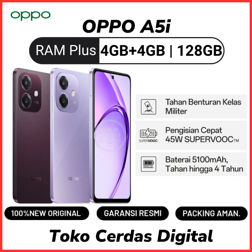 Jual Oppo A5i 4/128GB Garansi Resmi 12 Bulan | OppoA5i | Oppo A5 i | A ...