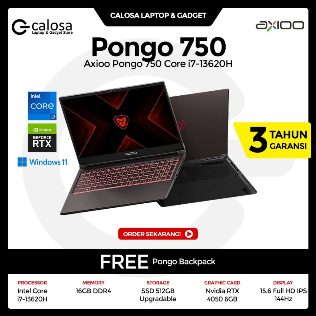 Jual Axioo Pongo 750 Core i7-13620H RAM 16GB/512GB Nvidia RTX 4050 ...