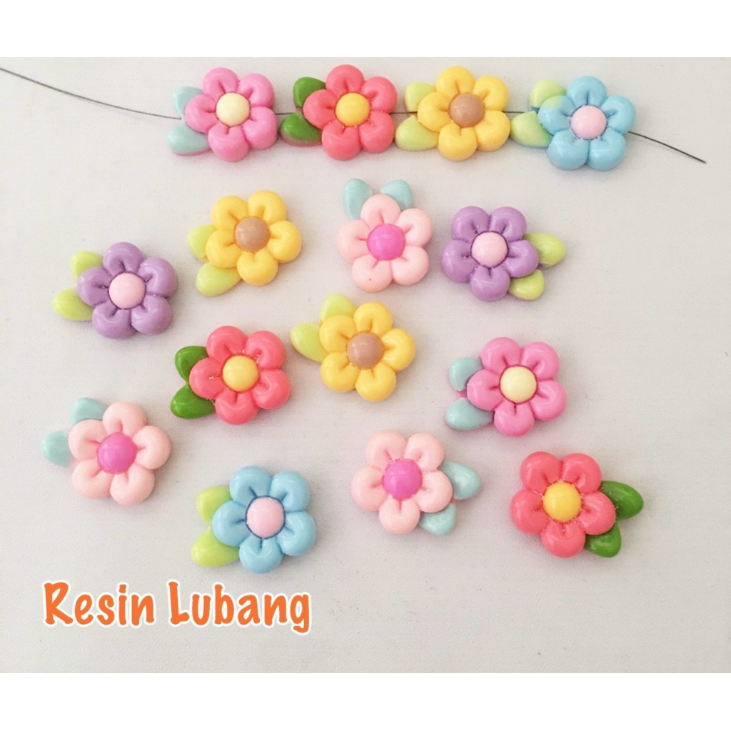 Jual 10pcs clay lubang manik bunga warna warni | Shopee Indonesia