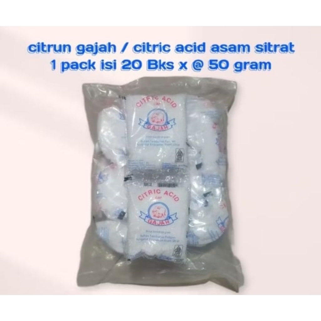 Jual CITRUN GAJAH / CITRUN ACID ASAM SITRAT SACHET 1 PACK ISI 20 SACHET ...