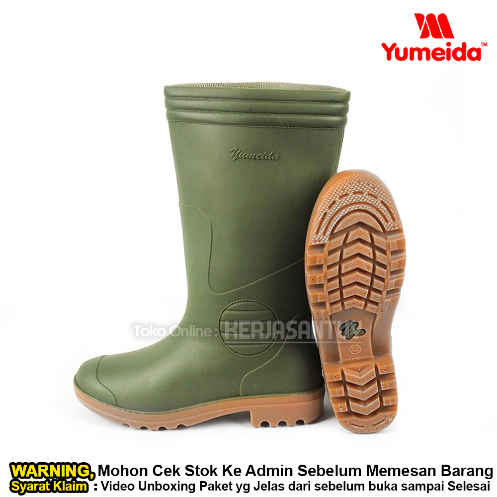 Jual Sepatu Boot Karet YUMEIDA YM1 HIJAU / PVC Rain Boots / Sepatu Boot ...