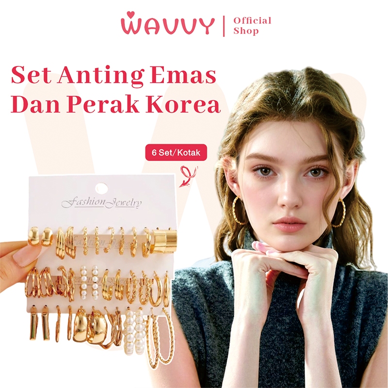 Jual Wavvy Anting Wanita/Anting Korea Style/Anting 6 Set/Anting ...