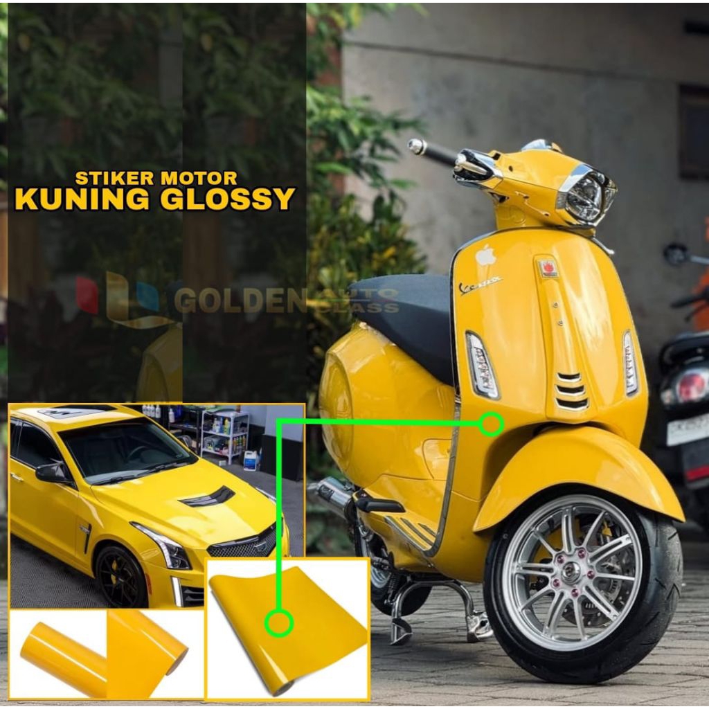 Jual Stiker skotlet motor kuning glossy sticker mettalik mengkilat ...