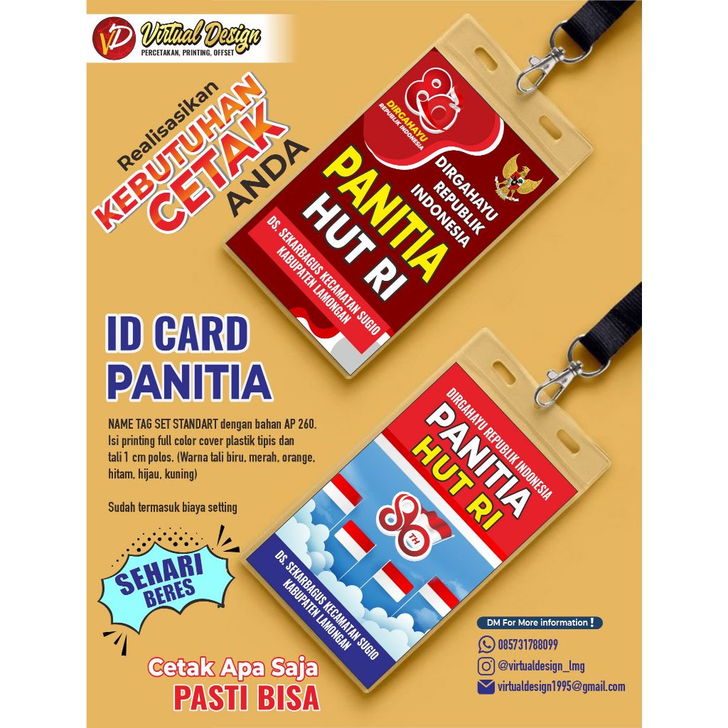 Jual [FREE DESIGN] NAME TAG / KARTU PANITIA / KEPLEK / CO CARD / ID ...