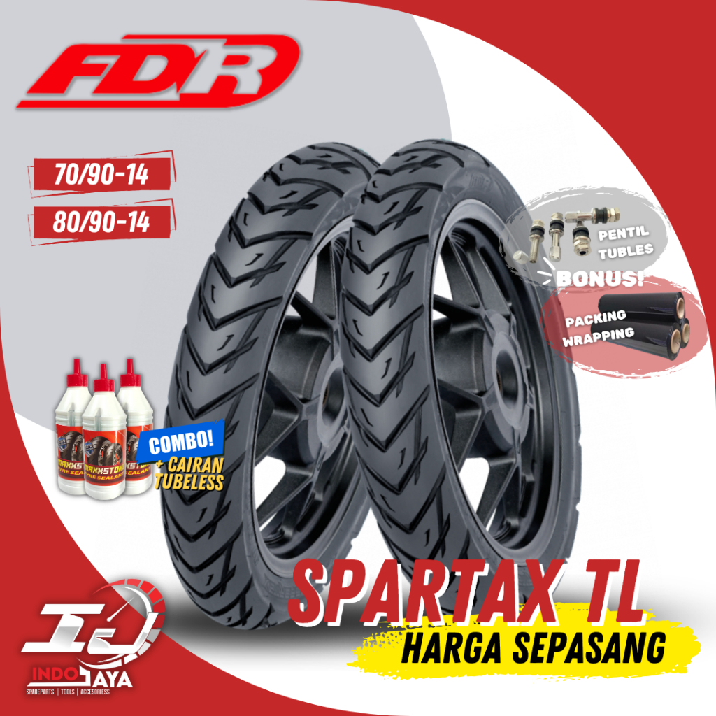 Jual [PAKET MURAH SEPASANG] BAN FDR SPARTAX TUBELESS (70/90-14 & 80/90 ...