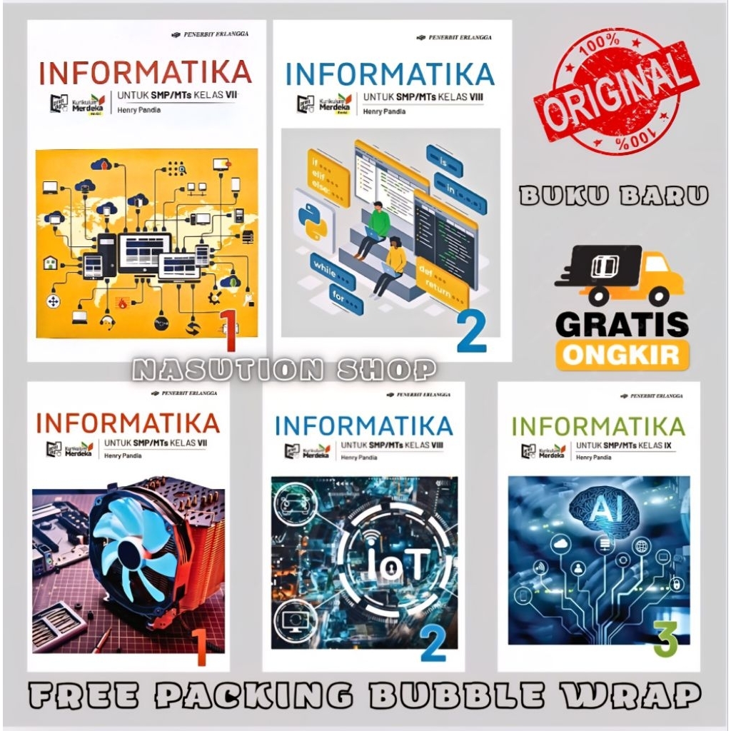 Jual Buku Informatika Kelas 1 2 3 / 7 8 9 SMP/MTs Revisi Erlangga Kurikulum Merdeka Km Original ...