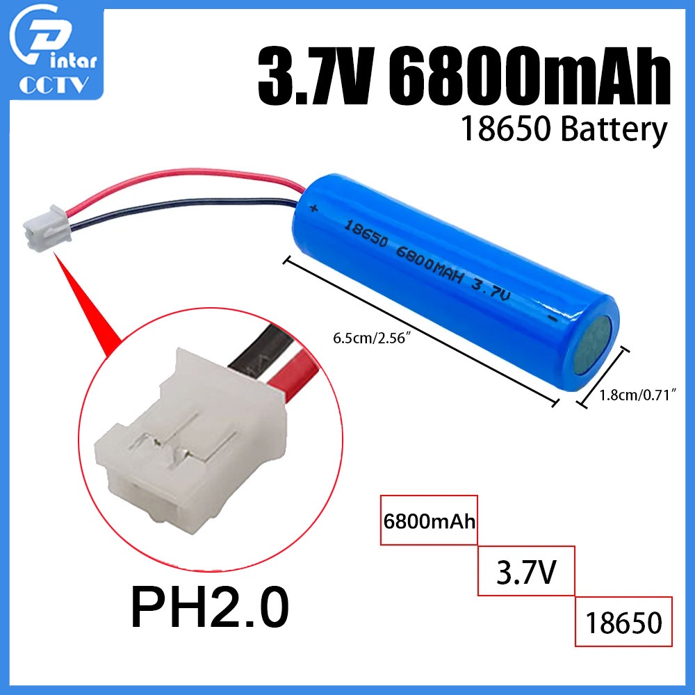 Jual 18650 Baterai Battery isi ulang ion litium 3.7V 6800MAH ph2.0 line ...