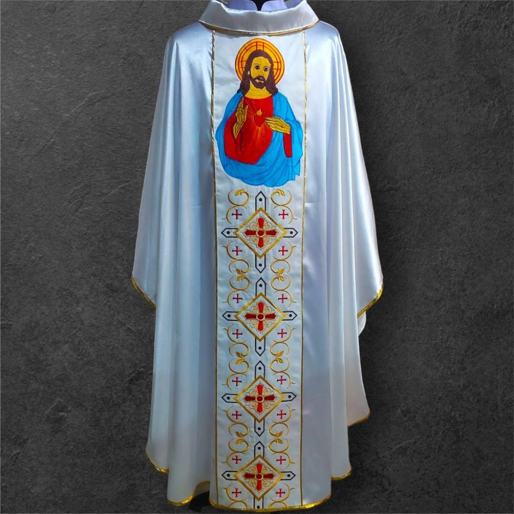 Jual KASULA ROMO IMAM KATOLIK WARNA PUTIH BORDIR YESUS | Shopee Indonesia