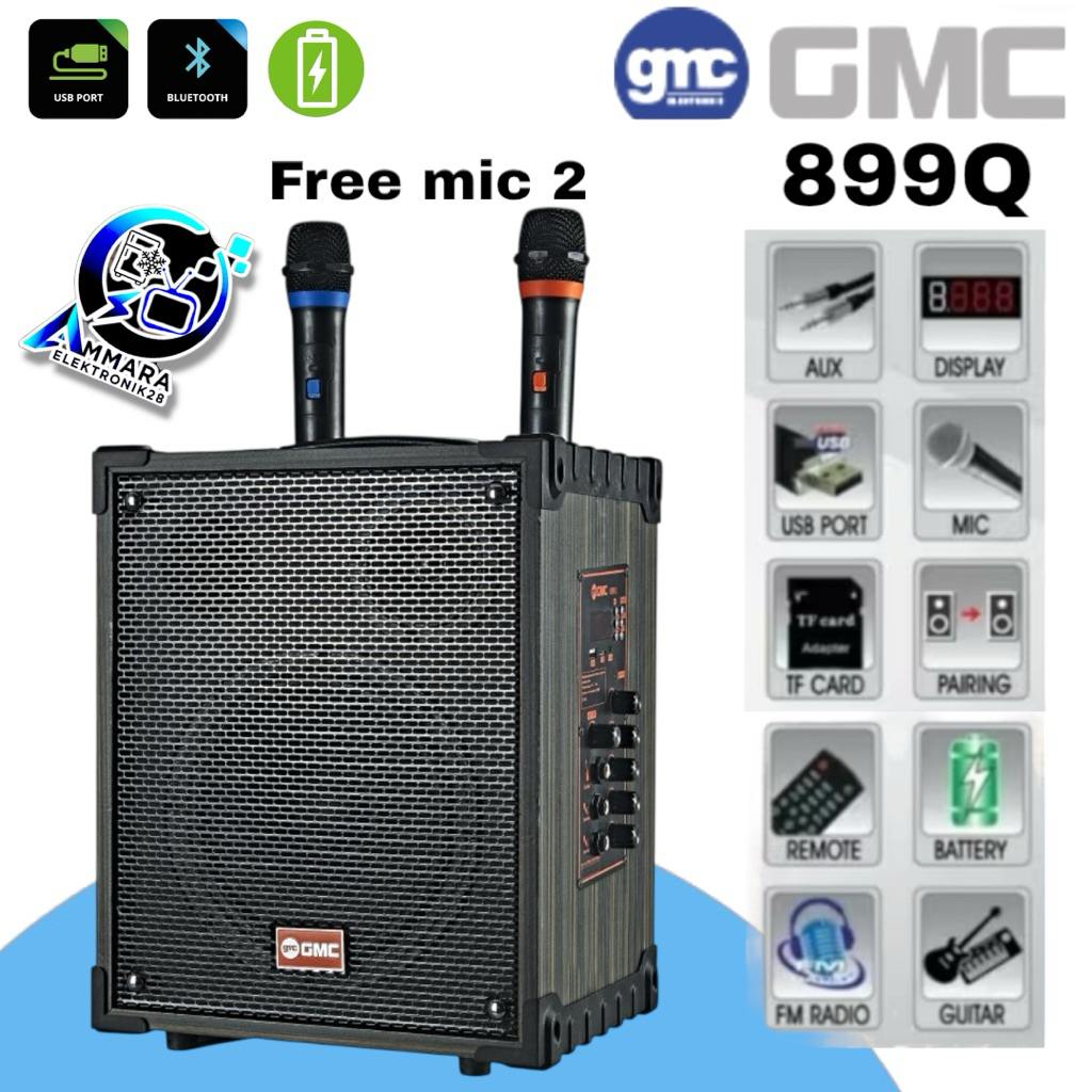 Jual GMC 899Q speaker portable Bluetooth dilengkapi dengan 2 mikrofon ...