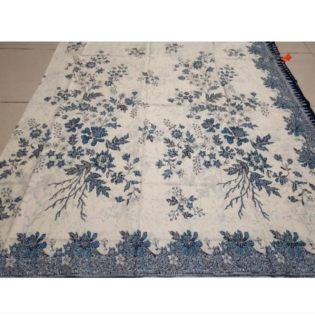 Jual Kain batik solo akar bunga rambat oranye dan biru | Shopee Indonesia