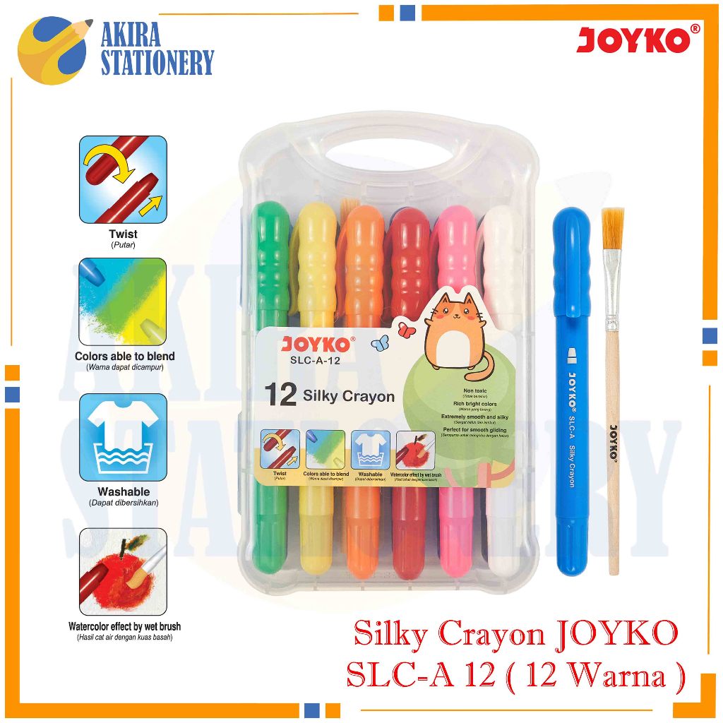 Jual Crayon Silky JOYKO SLC A 12 Warna / Krayon Halus JOYKO SLC A12 ...