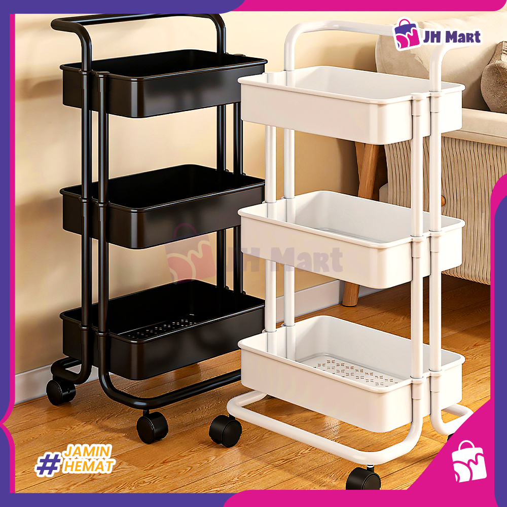 Jual JHM - Rak Dapur 3 Susun Stainless Serbaguna dengan Roda Safety ...
