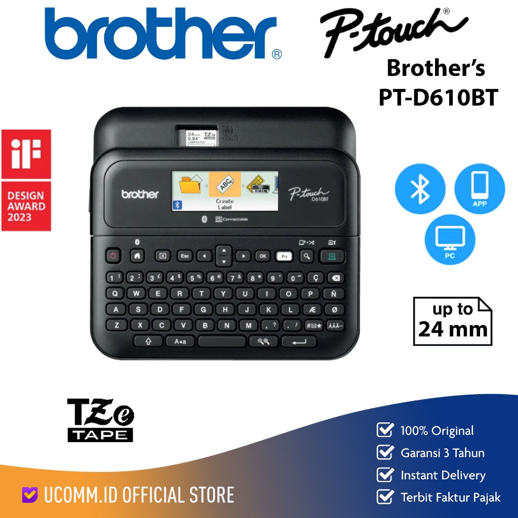 Jual BROTHER Printer Label Maker PT-D610BT PT D610 BT Portable ...