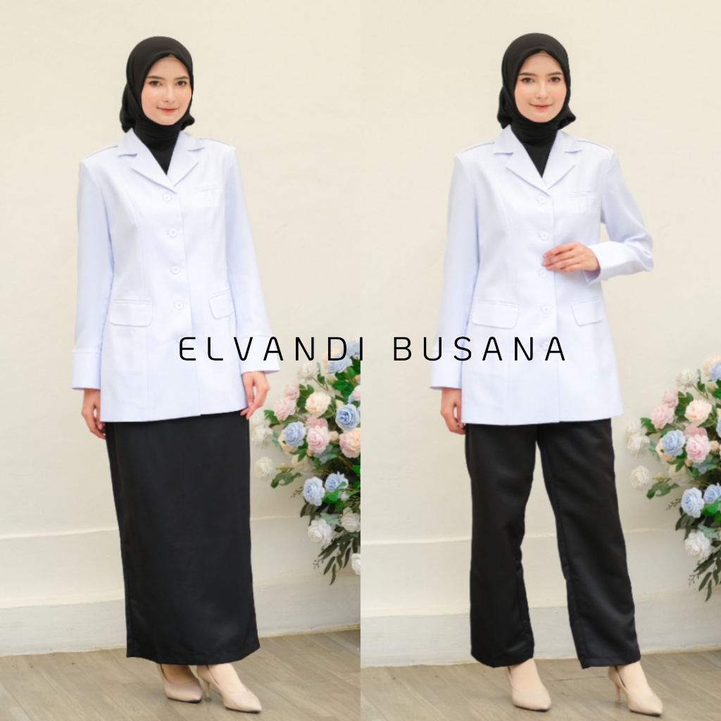 Jual Blazer Wanita Baju Kerja Kantor Seragam Dinas PDH PNS Pemda Guru ASN Wanita kode 7009 Putih ...