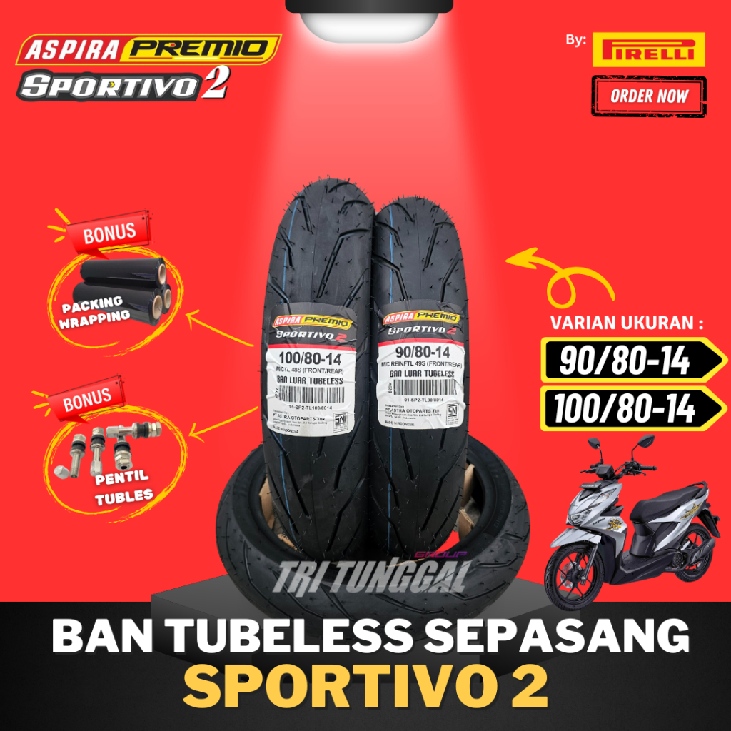 Jual [PAKET PROMO SEPASANG] BAN ASPIRA PREMIO SPORTIVO 2 TUBELESS MEDIUM SOFT COMPOUND RING 14 ...