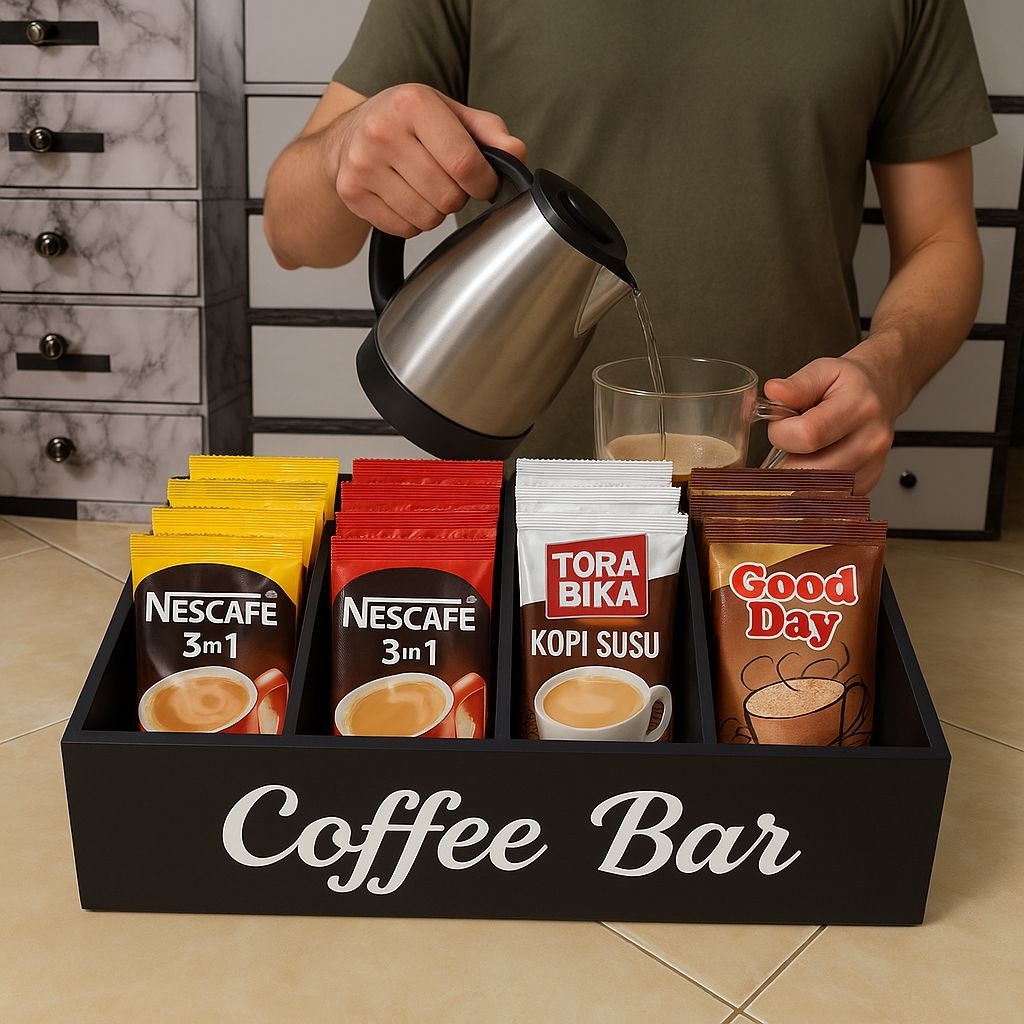 Jual Rak kayu serbaguna /kotak kopi minimalis 4 kotak | Shopee Indonesia