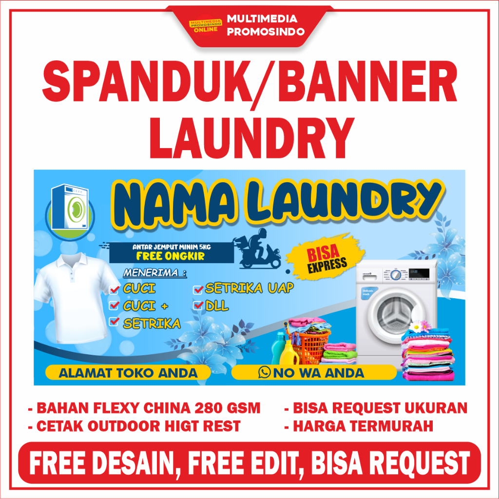 Jual Banner Spanduk Laundry / Banner Murah / Banner Laundry / Spanduk ...