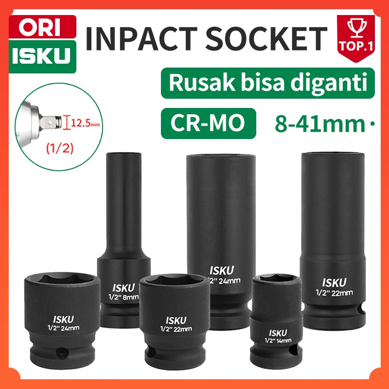 Jual ISKU Mata Sok Impact 1/2 Inch CR-MO 8-41mm Mata Shock Impact Panjang Pendek Mata Shock ...