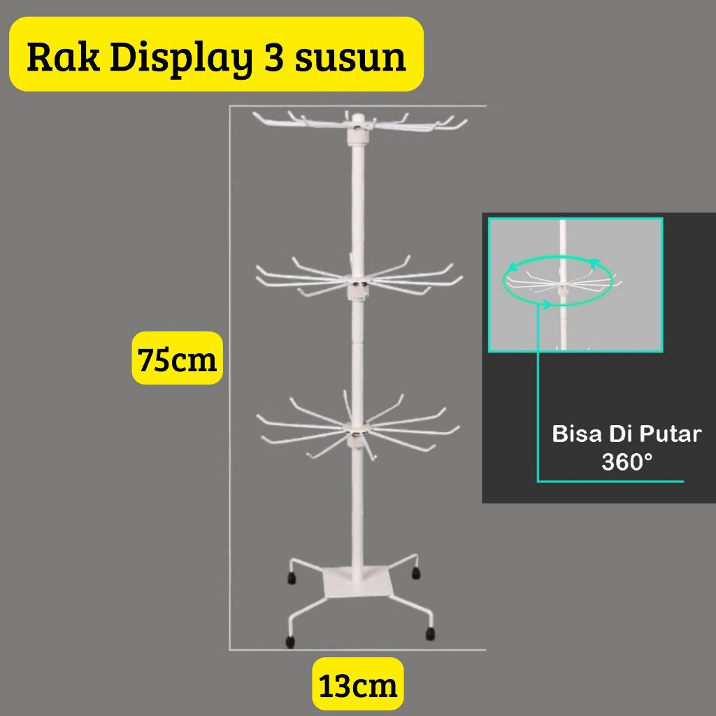 Jual Rak Display Putar Aksesoris 3 Susun Kotak- Putaran Ram Matahari ...