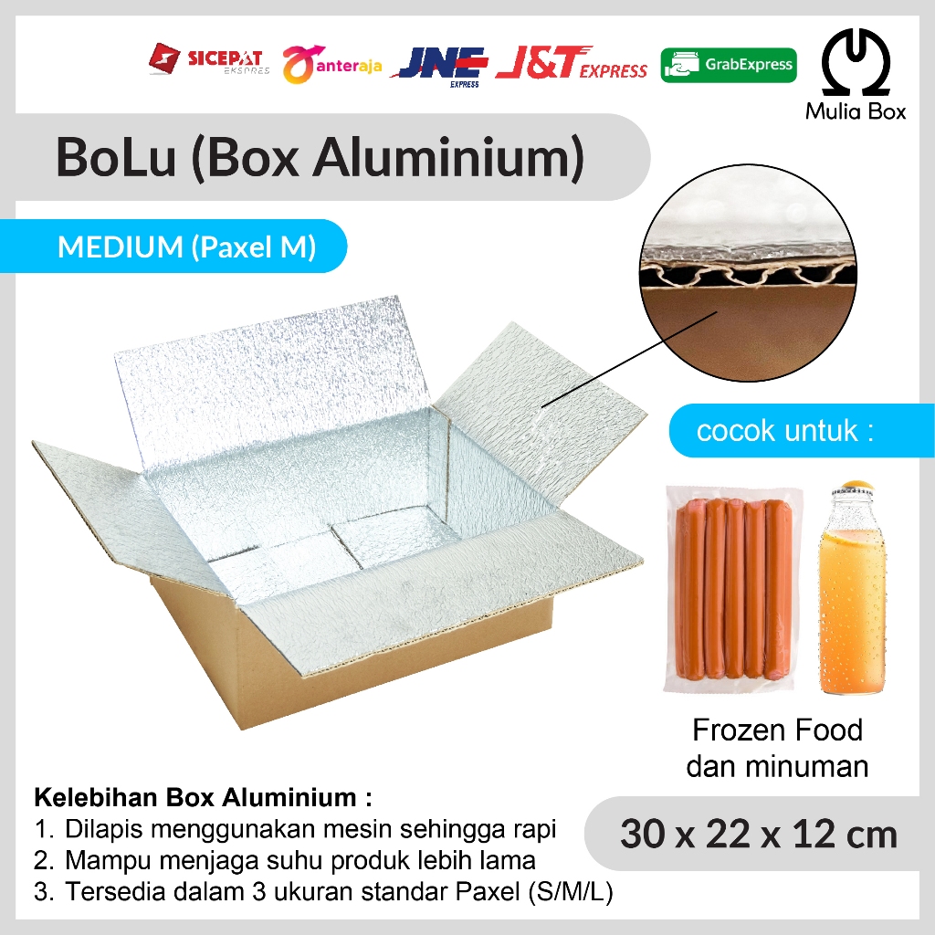 Jual Kardus Packing Standar Box Frozen Food 30 x 22 x 12 cm BoLu ...