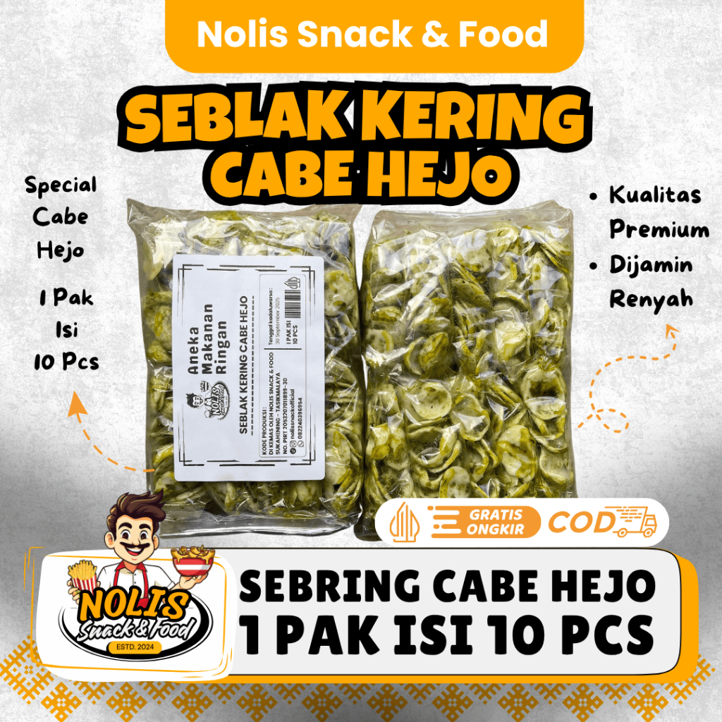 Jual Seblak Kering Cabe Hejo 2000/pcs (Isi 10pcs /Pak ) Kerupuk Sebring ...