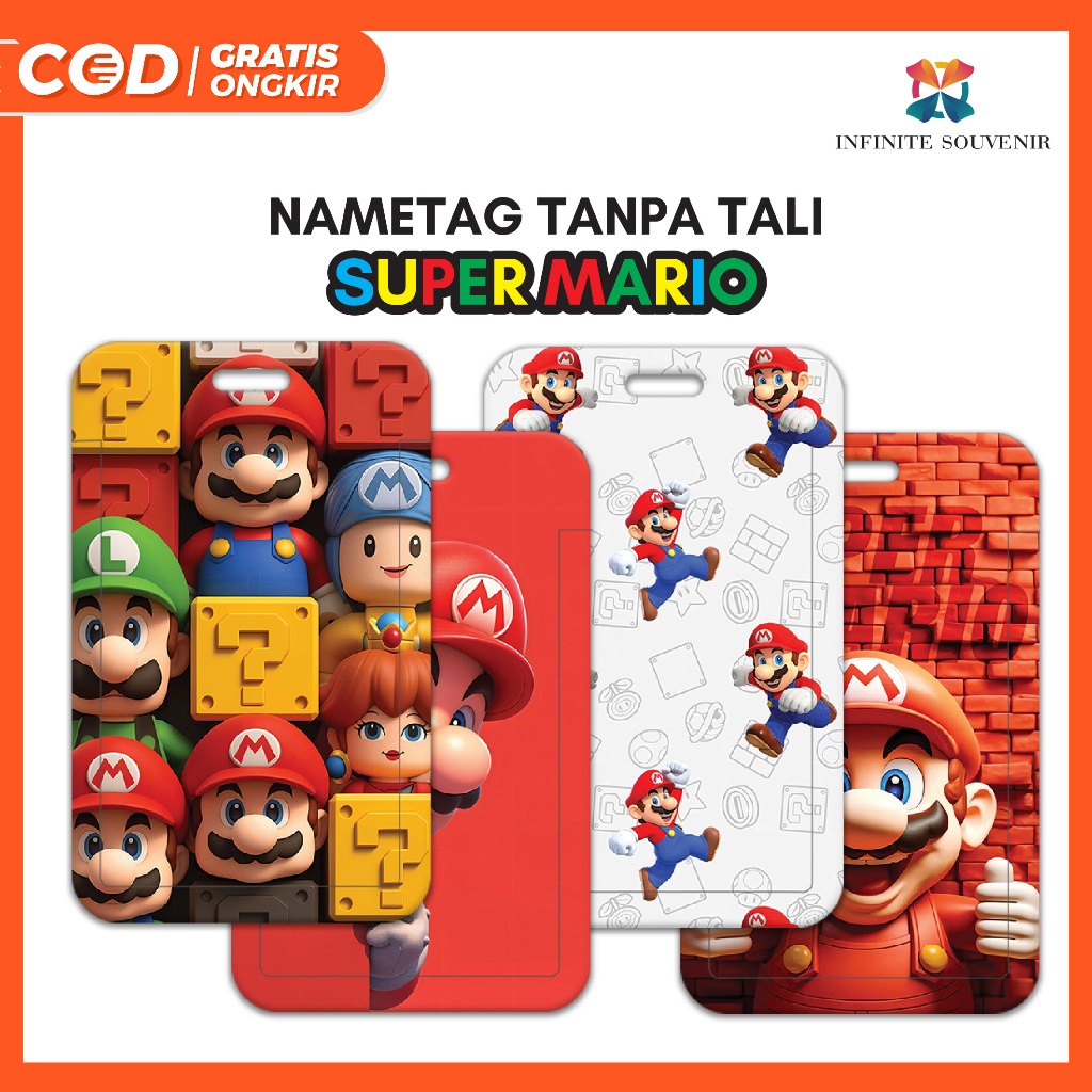 Jual (N009) Nametag SUPER MARIO BROSS Tanpa Tali / ID Card Holder Luigi ...