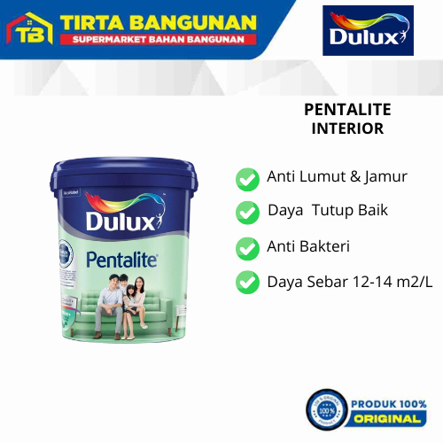 Jual CAT TEMBOK INTERIOR DULUX PENTALITE ANTIBAC A922-2290 BRILLIANT WHITE 2.5LT | Shopee Indonesia
