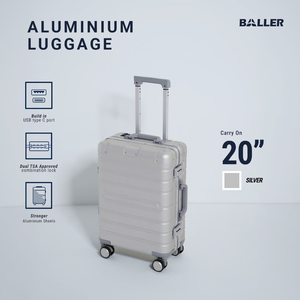 Jual BALLER Koper Aluminium Carry On 20 inch Silver - Koper Kabin Kecil ...
