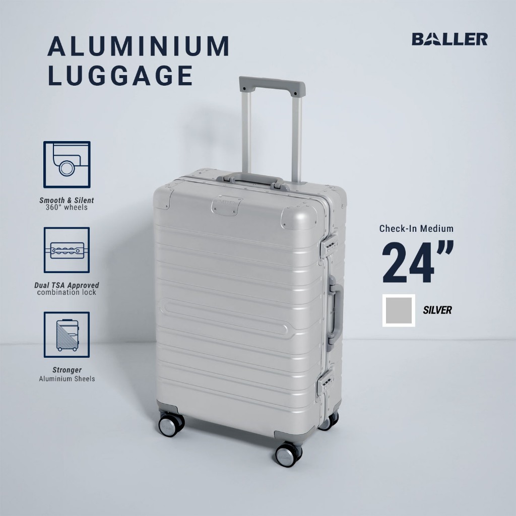 Jual BALLER Koper Aluminium Check In Medium 24 inch Silver - Koper ...