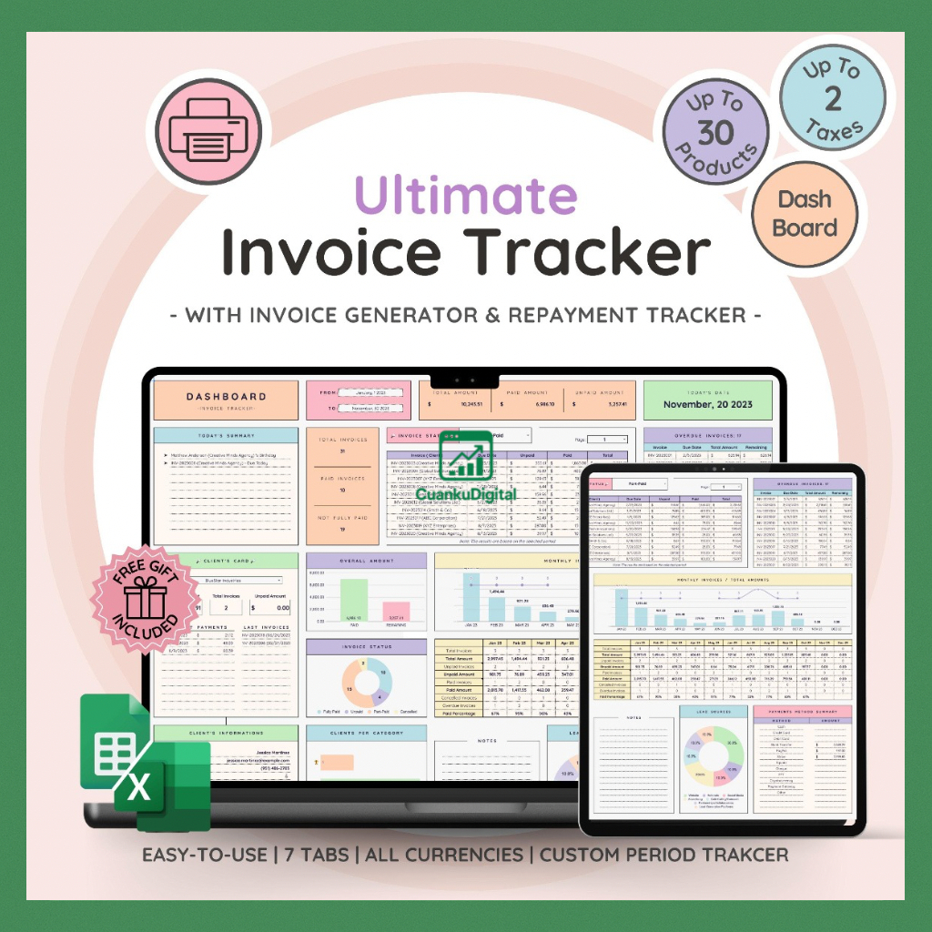 Jual Template Invoice & Pelacak Pembayaran Excel | Kelola Tagihan ...
