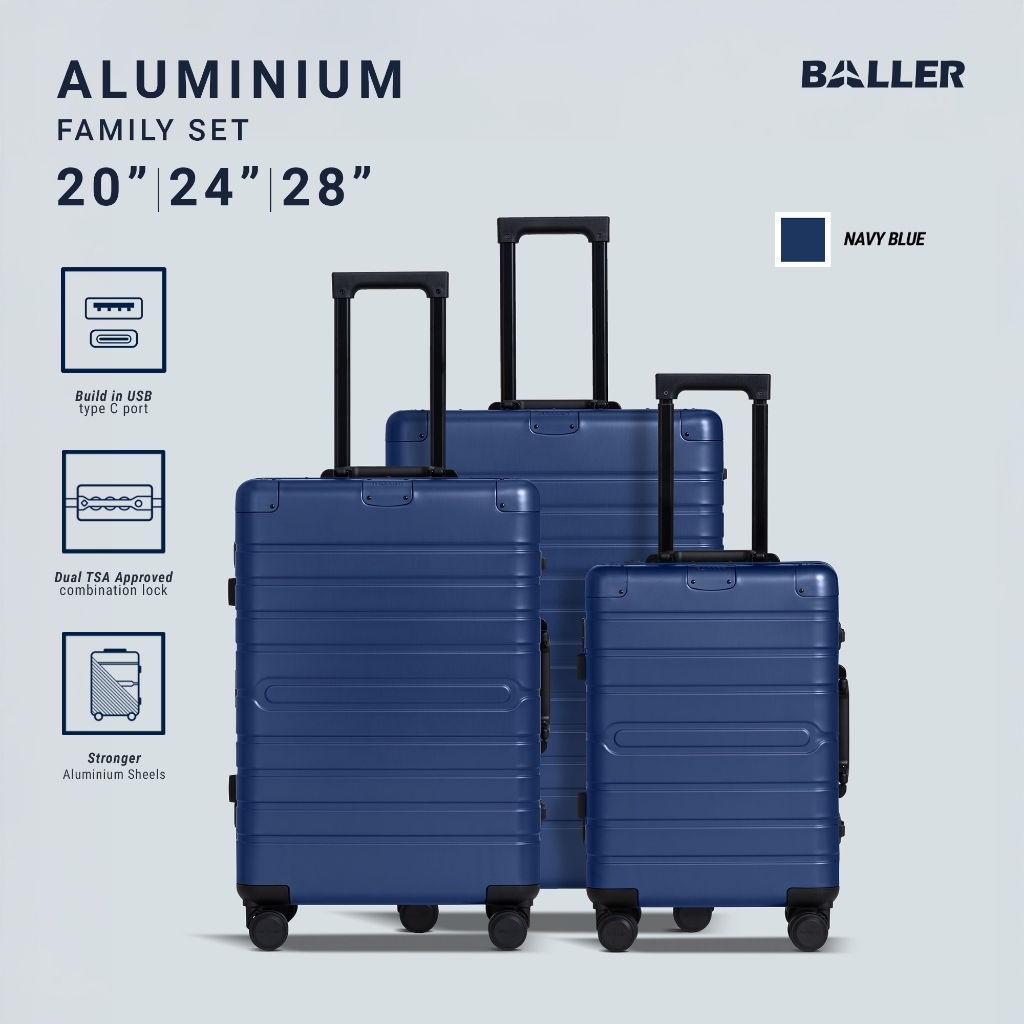 Jual BALLER Koper Aluminium Family Set 20, 24 & 28 inch Navy Blue ...