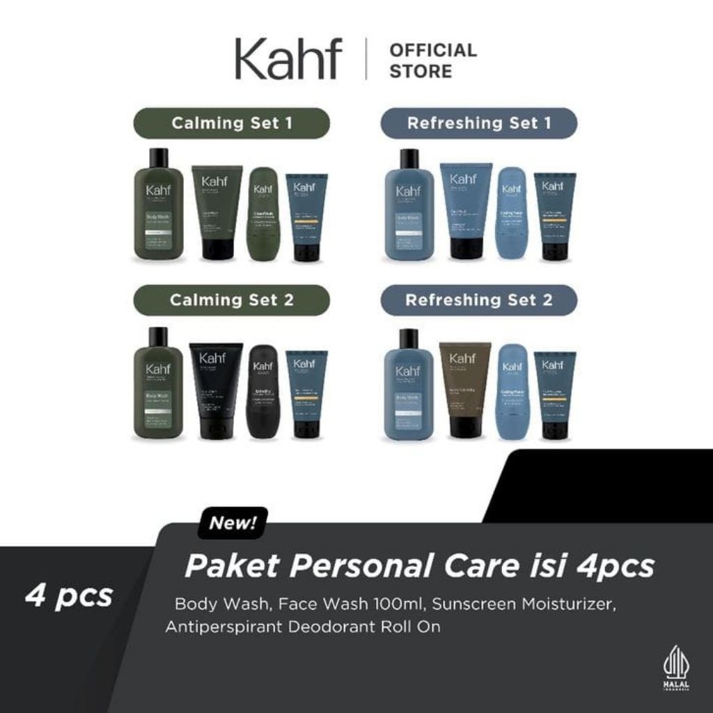 Jual Kahf Paket Personal Care Isi 4 (Face Wash + Sunscreen Moisturizer + Body Wash + Deodorant ...