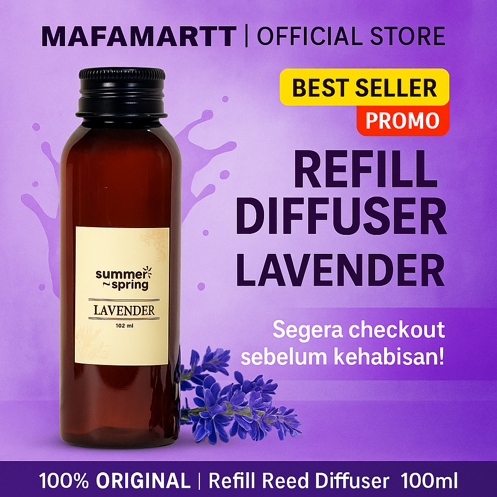Jual Refill Reed Diffuser Lavender 100ml – Pengharum Ruangan Tahan Lama ...