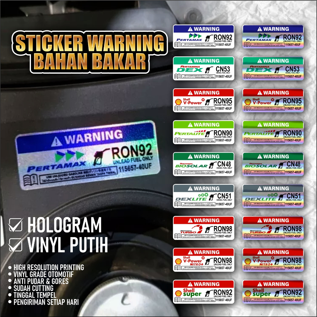 Jual (COD) Stiker Sticker Warning Bahan Bakar Bensin Pertamax Pertalite ...