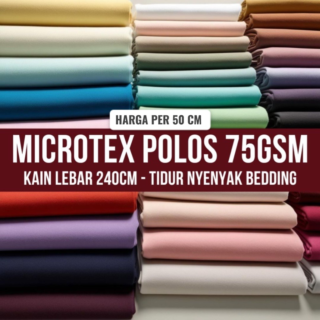 Jual KAIN MICROTEX POLOS 70-75 GSM PER 50 CM KATUN CINA FURING PUTIH ...