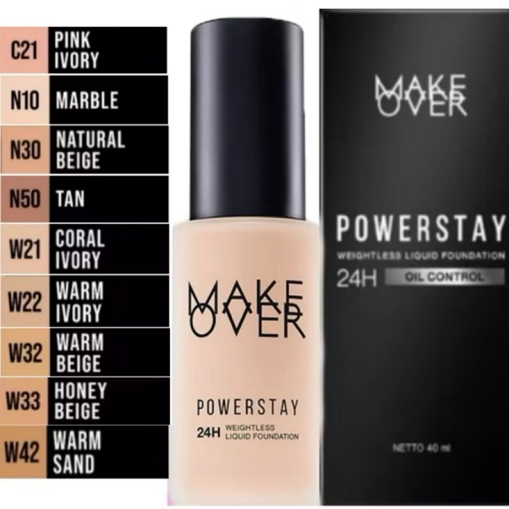 Jual MAKE OVER POWERSTAY 24H WEIGHTLESS LIQUID FOUNDATION 40ML - MATTE ...