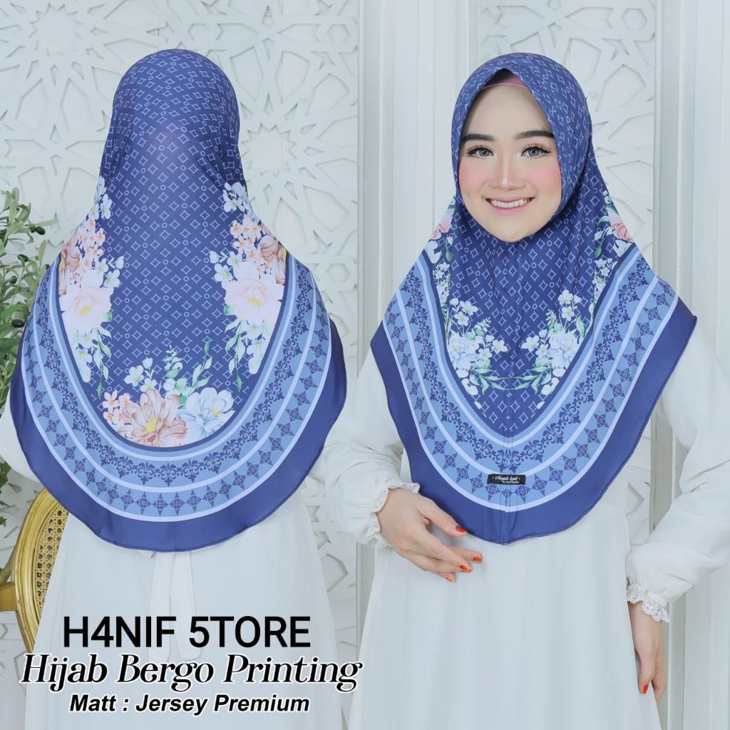 Jual jilbab motif baru hijab instan daily bergo motif printing by h4nif ...