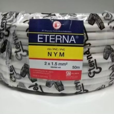 Jual Kabel Listrik NYM 2x1.5 Roll 50m Eterna Kawat Tunggal Tembaga Original | Shopee Indonesia