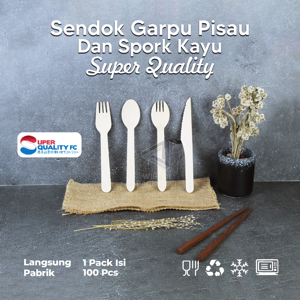Jual SENDOK KAYU / GARPU KAYU SEKALI PAKAI HIGIENIS MINIM SERABUT ...
