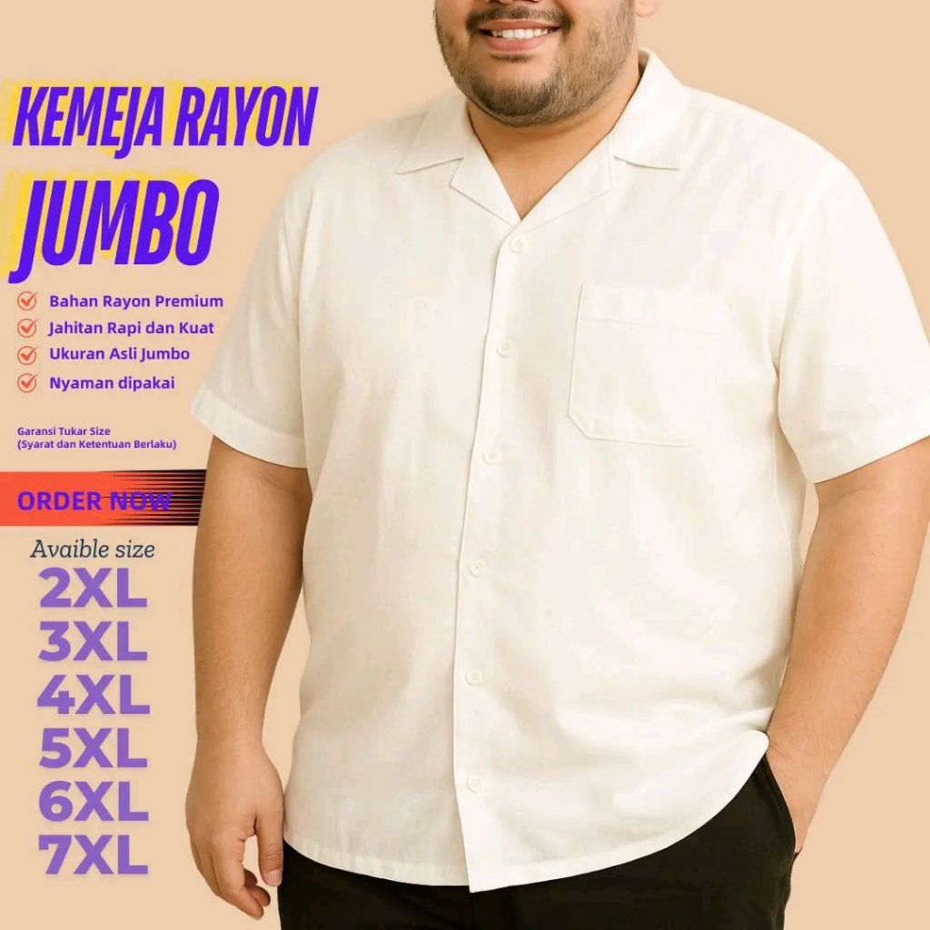 Jual Kemeja rayon premium oversize jumbo big size pria m l xl xxl xxxl 2xl 3xl 4xl 5xl 6xl 7xl ...