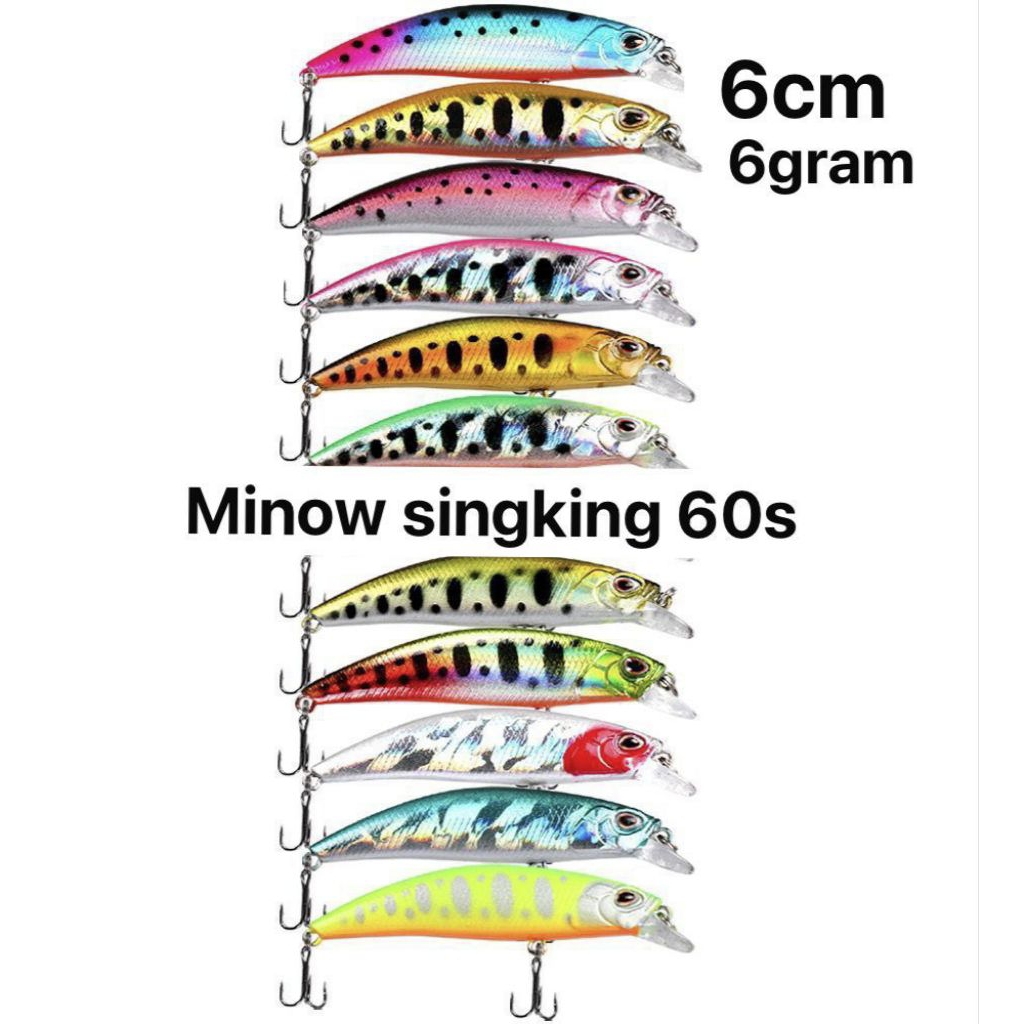 Jual MINNOW SINKING 6cm 6gr (REPLIKA TSURINOYA 60s) | Shopee Indonesia